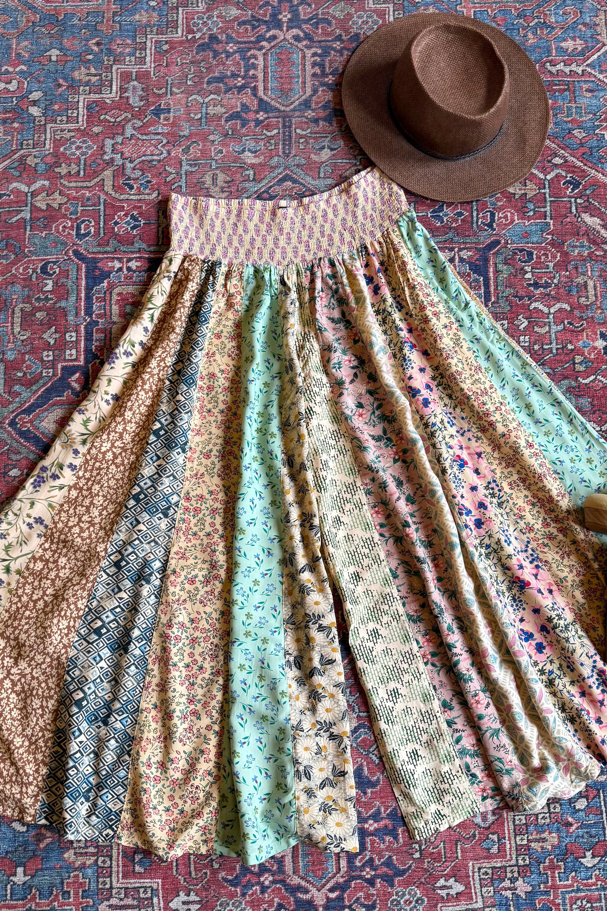 Aurora Flowy Patchwork Wide Leg Palazzo Pants - Sand – MountainGirlClothing