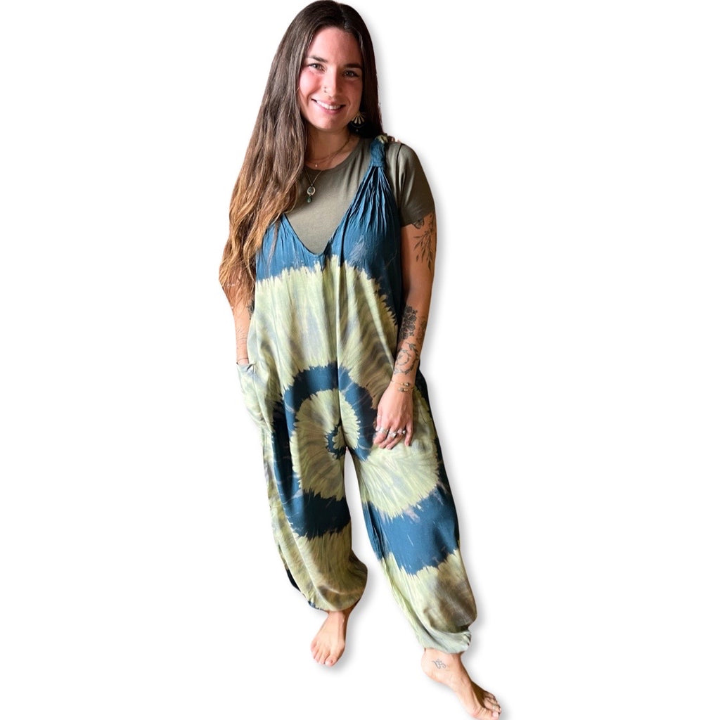 Ophelia Tie Dye Spiral Jumpsuit / Overalls - Teal – MountainGirlClothing
