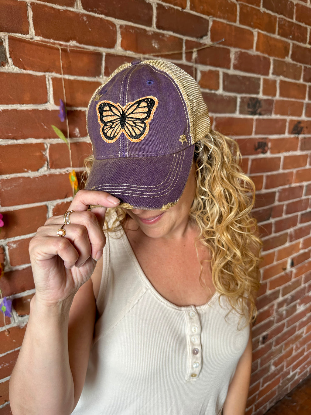Butterfly Purple/Gold Patch Hat - Small Business Made ...